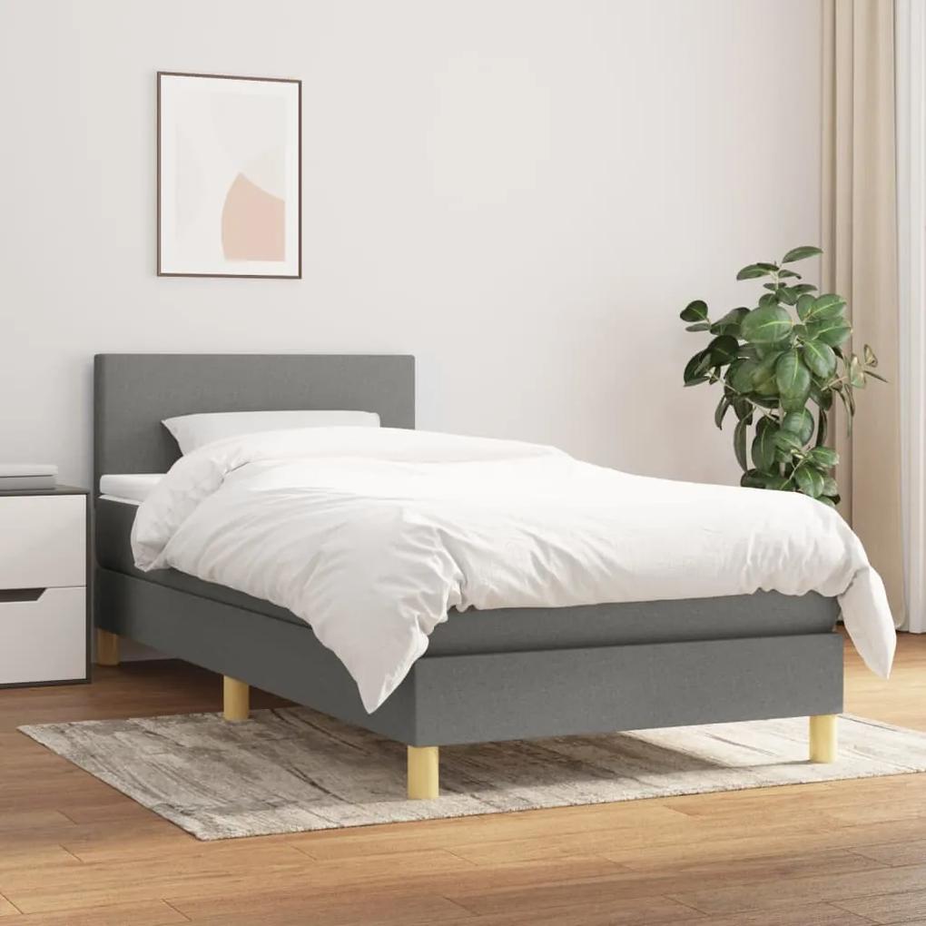 Box spring postel s matrací tmavě šedá 100 x 200 cm textil,  3140434