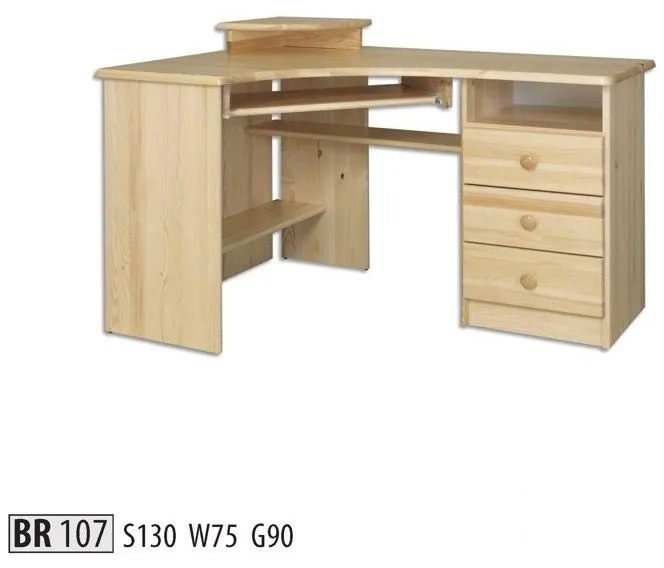 ImportWorld Psací stůl Gwen masiv v75 x š130 x h90 cm (Barva dřeva: Olše)