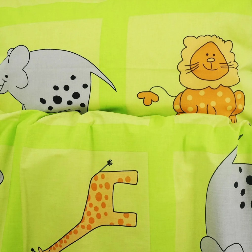 Povlečení dětské ZOO zelené EMI: Dětský set 130x90 + 65x45