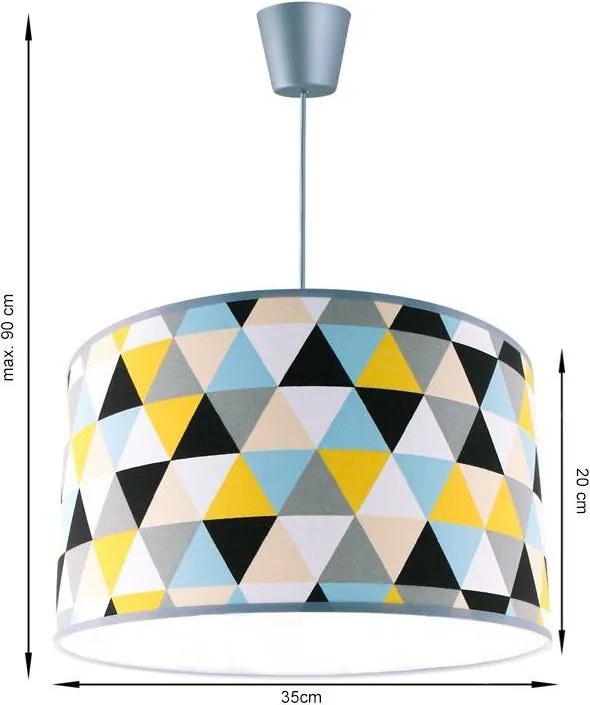 Závěsné svítidlo Garo, 1x textilní stínítko se vzorem (výběr ze 2 barev), (výběr ze 3 barev konstrukce), (fi 35cm)