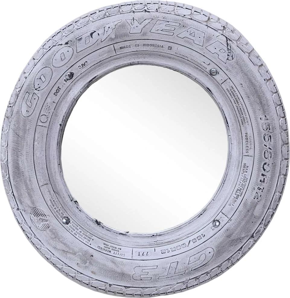 vidaXL Zrcadlo bílé 50 cm masivní recyklovaná pneumatika kaučuk [283935]