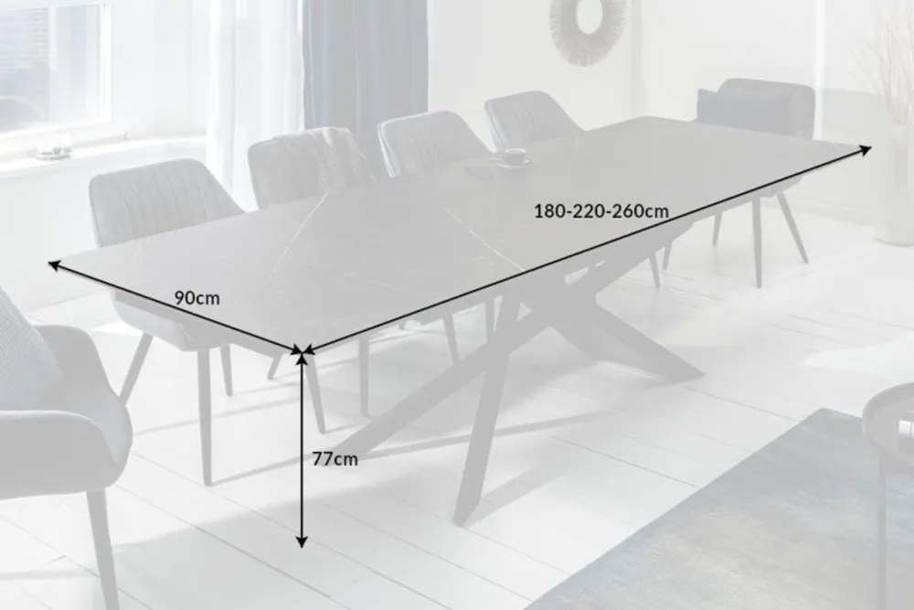 Roztahovací keramický stůl Natasha 180-220-260 cm grafit