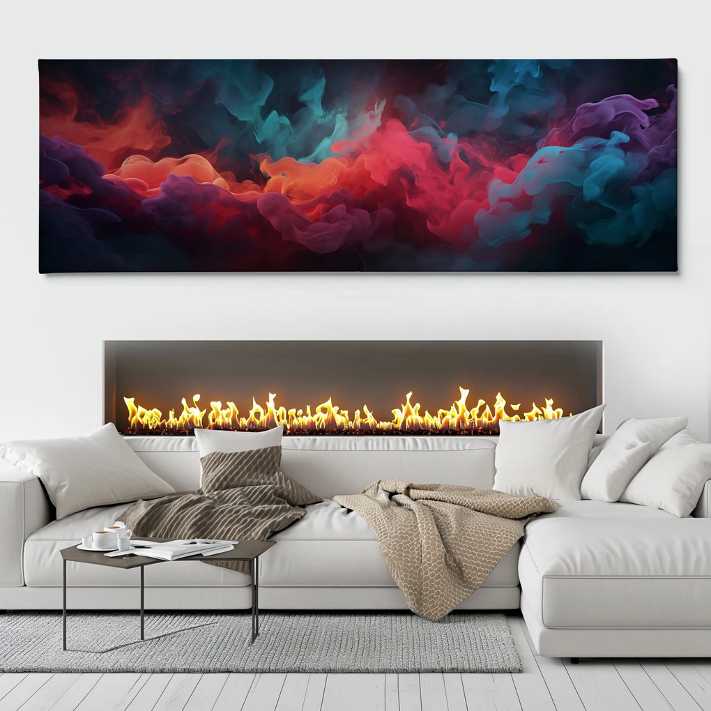 Obraz na plátně - Hořící oblaka, Abstrakce FeelHappy.cz Velikost obrazu: 240 x 80 cm