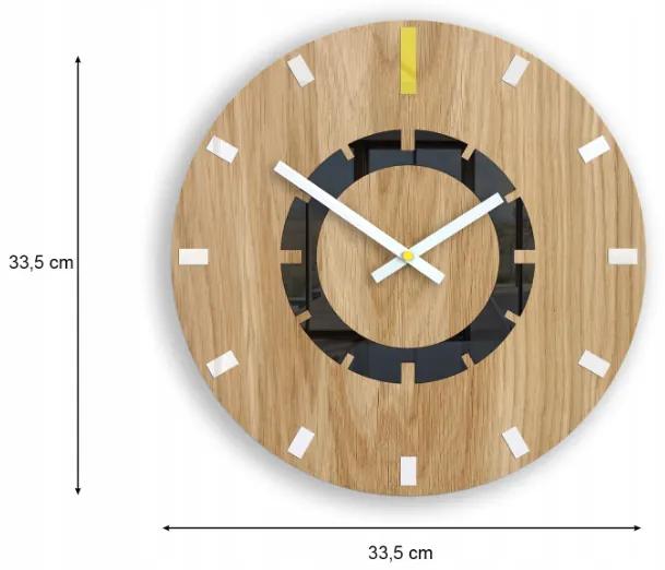 M.Clock Moderní nástěnné dřevěné hodiny 33x33cm hnědé