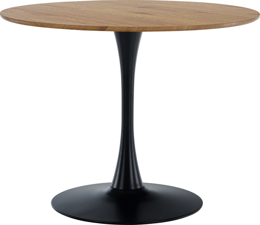 Jídelní stůl, kulatý, dub/černá, průměr 110 cm, REVENTON NEW