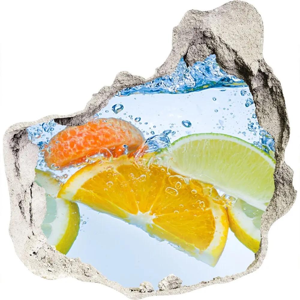 Wallmuralia Nálepka 3D díra Citrusy pod vodou 75x75 cm