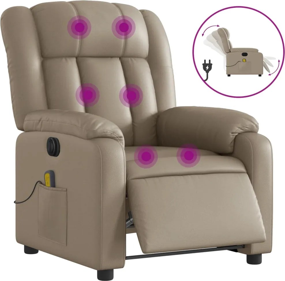 Elektrické masážní polohovací křeslo cappuccino umělá kůže 3205263