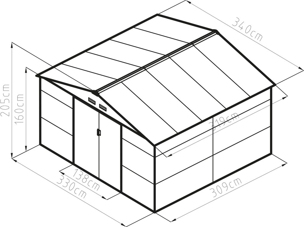 G21 zahradní domek GAH 1085 319 x 340 x 205 cm zelená