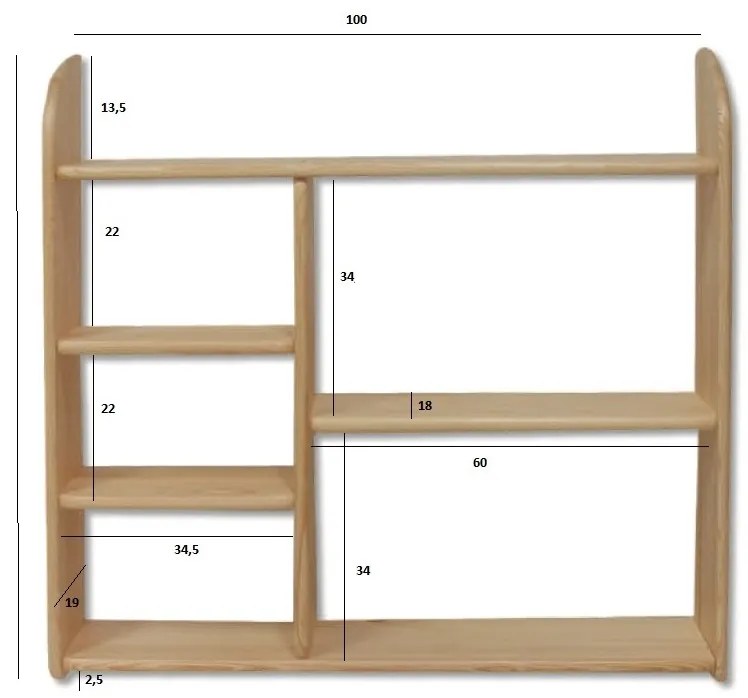 Drewmax PK107 dřevěná police masiv borovice