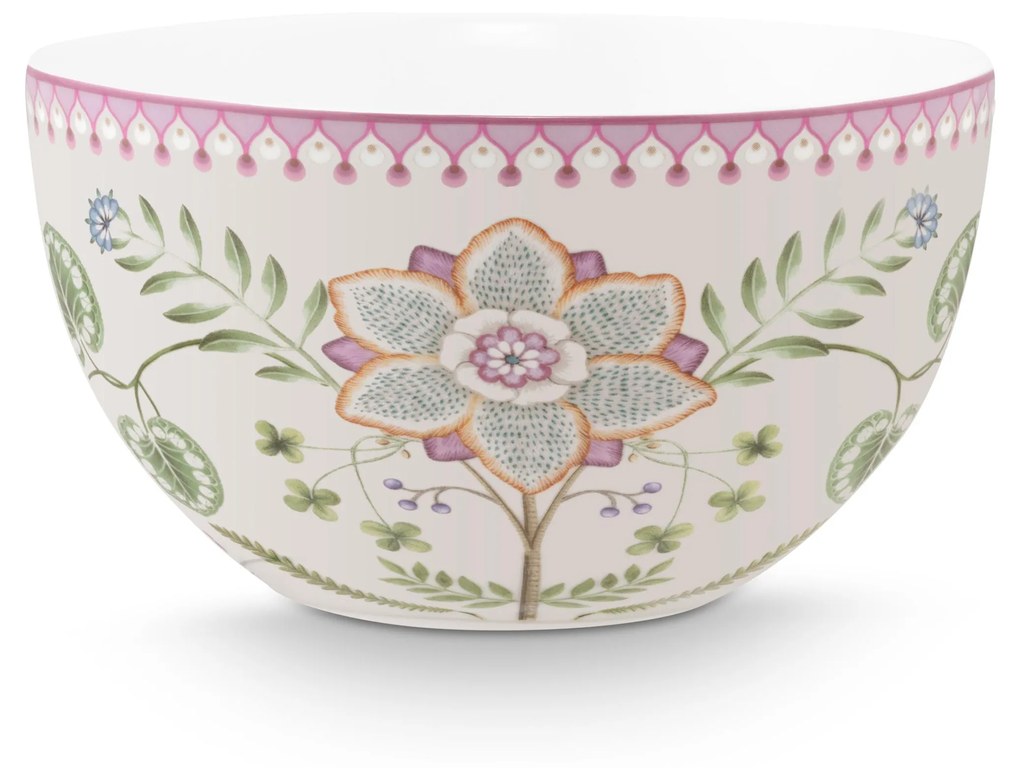 Pip Studio Lily & Lotus miska Ø18cm, bílá (porcelánová miska)