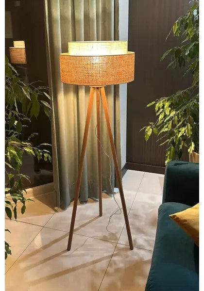 Duolla - Stojací lampa YUTE BOHO 1xE27/15W/230V pr. 45 cm hnědá/krémová