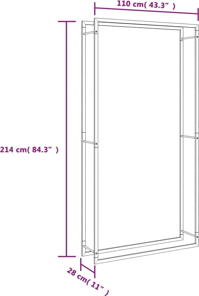 vidaXL Stojan na palivové dřevo matný 110x28x214 cm ocel [350311] Barva: Černá