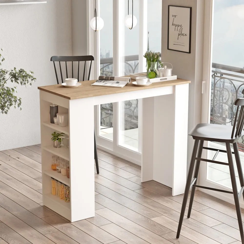 Barový stůl s deskou v dubovém dekoru 52x120 cm Peru – Marckeric