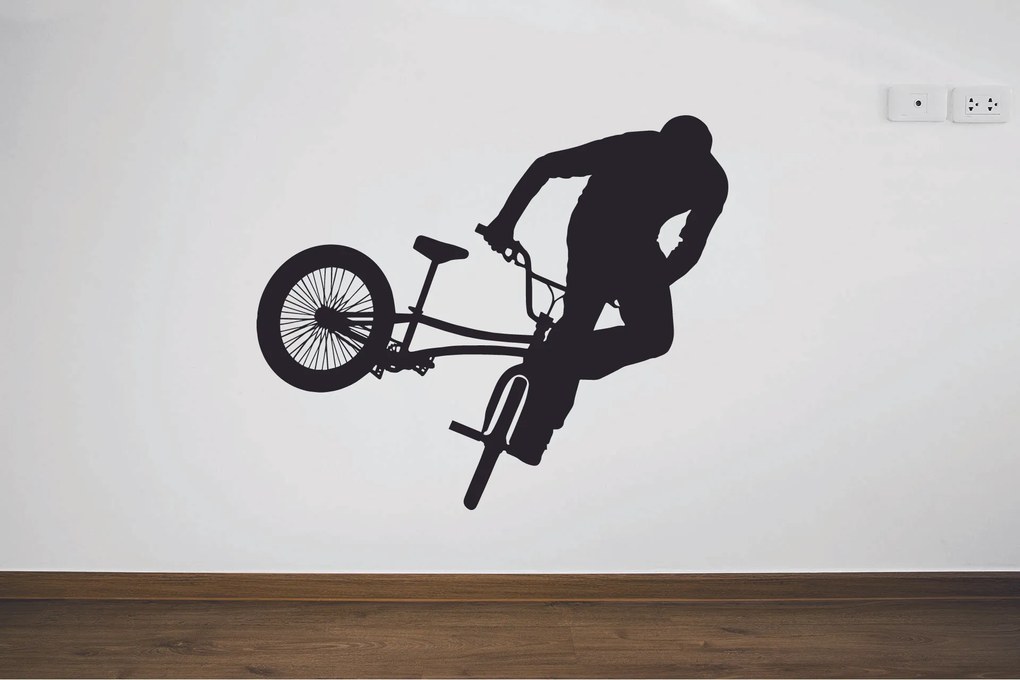 Lepy.cz Samolepka na zeď BMX - skok Velikost (šířka x výška): 55x46cm, Barevná varianta: Bílá