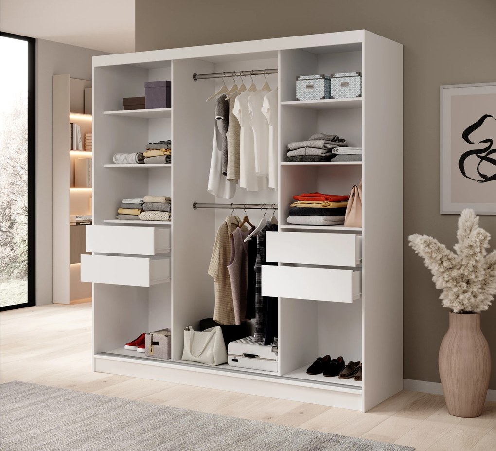 ADRK Furniture Šatní skříň s zrcadlem Ida 200 ADRK-SW-IDA-W-200