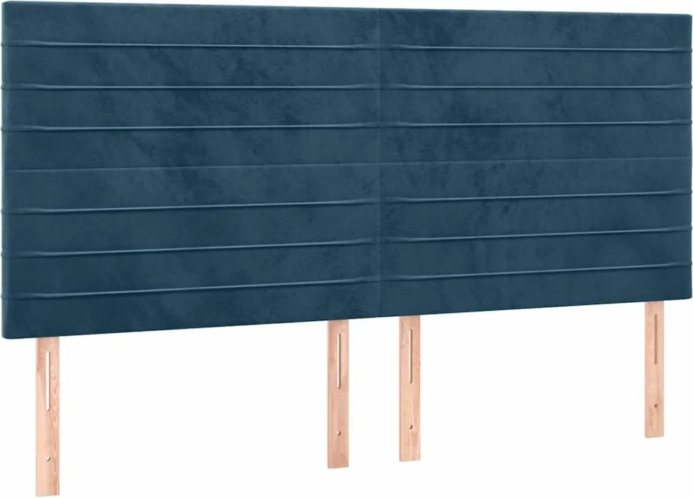 Čelo postele tmavě modré 200x5x118/128 cm sametové 3116542