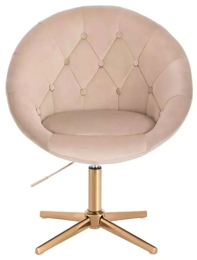 LuxuryForm DESIGN Otočné křeslo VERA VELUR na zlatém kříži - latte