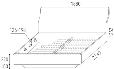 Postel Florencia, čelo oblé čalouněné 180 Domestav F123 Materiál: Buk cink, Povrchová úprava: Moření