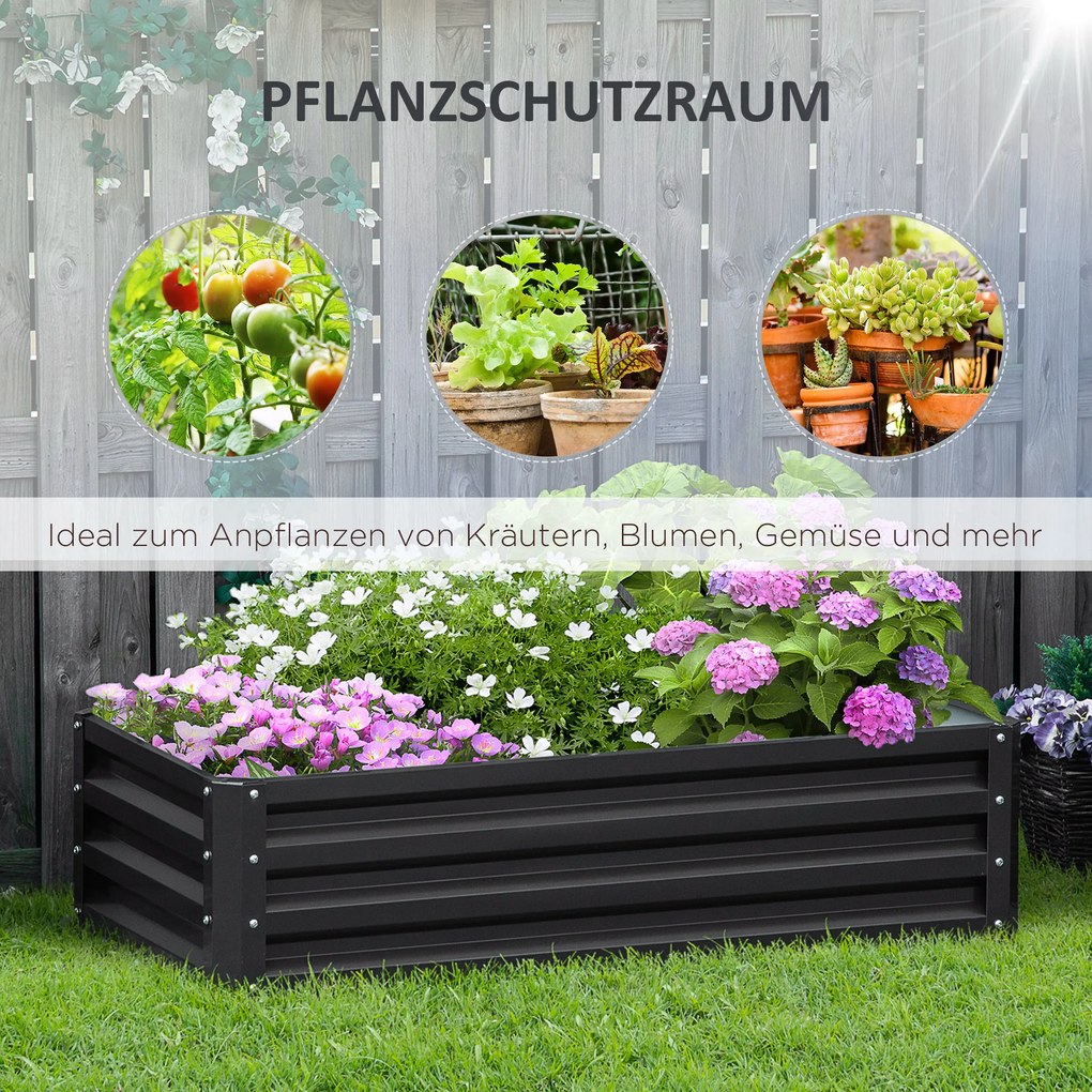 Outsunny ocelový vyvýšený záhon, nerezový truhlík 120 x 60 x 30,5 cm, otevřený zeleninový záhon a bylinkový záhon pro zahradu a balkon, šedý