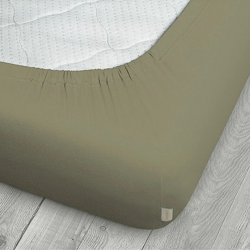 Jersey prostěradlo tmavé khaki na výšku matrace do 20 cm Velikost: 90 x 200