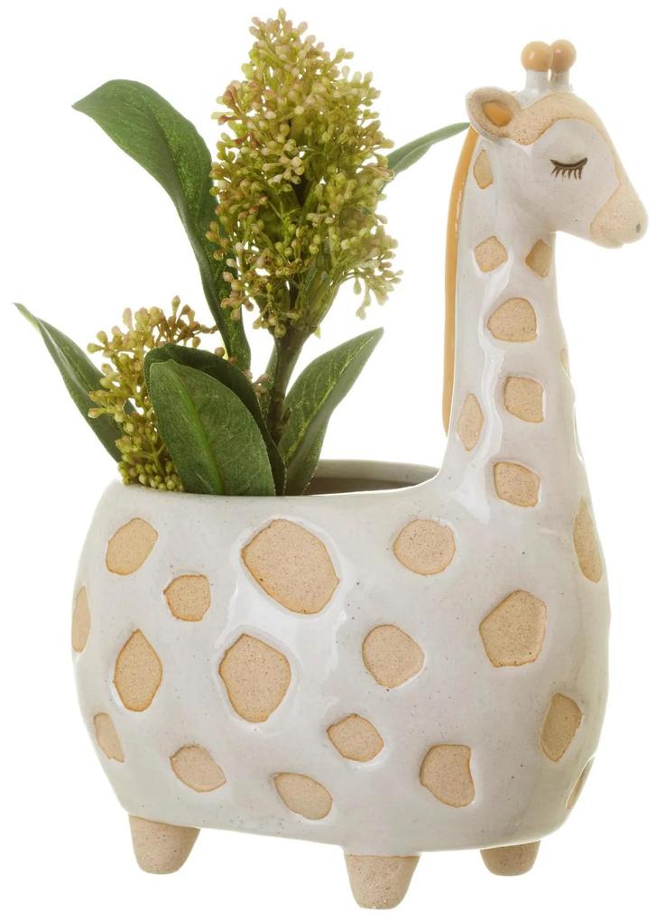sass & belle Keramický obal na květináč Gina Giraffe, bílá barva, přírodní barva, keramika