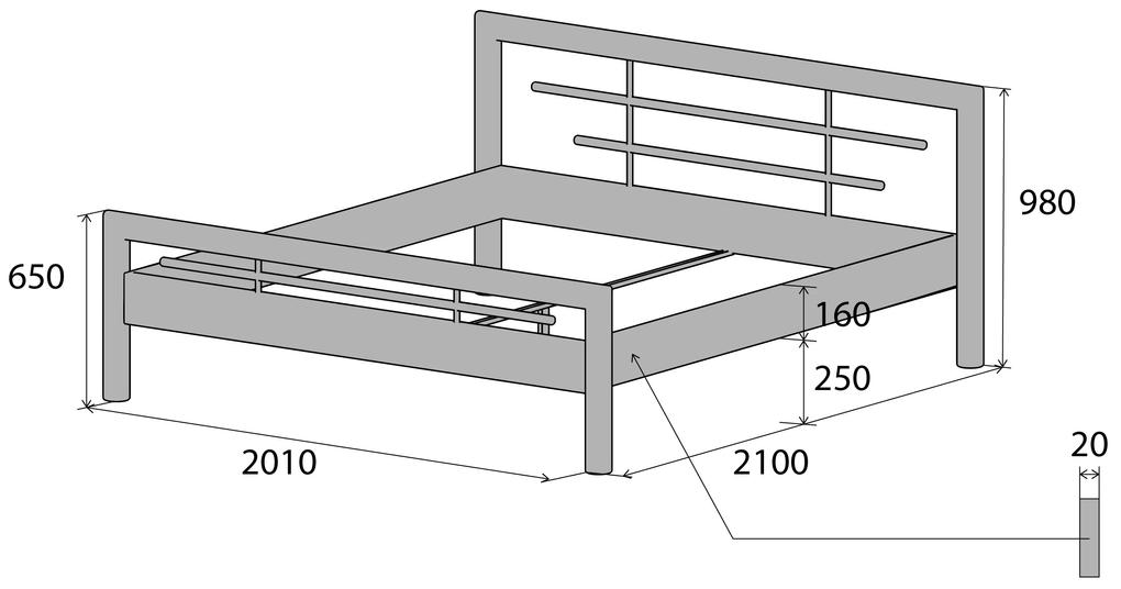 Nábytek ATIKA s.r.o. Kovová postel ROSE Povrchová úprava: stříbrná RAL 9006, Rozměr: 180 x 200 cm
