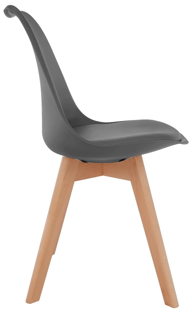 Jídelní židle BALI 2 new, plast a ekokůže šedá, podnož buk