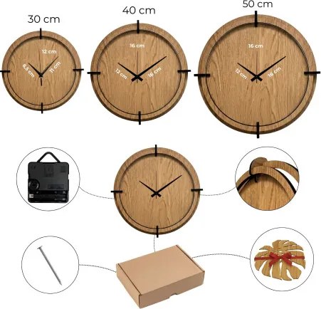 Dřevěné nástěnné hodiny do obývacího pokoje přírodní design | SENTOP HDF0587-OAK