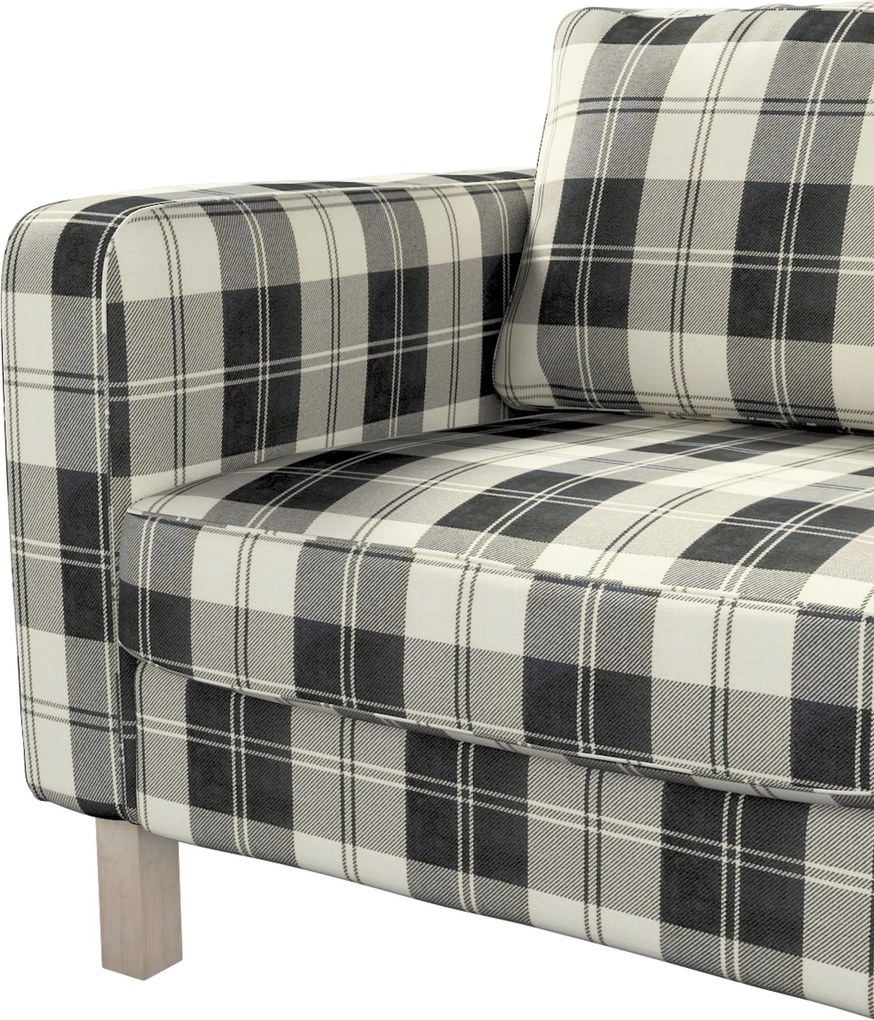 Potah na křeslo IKEA Karlstad, krátký barva černá látka pletený vzor, vzorované