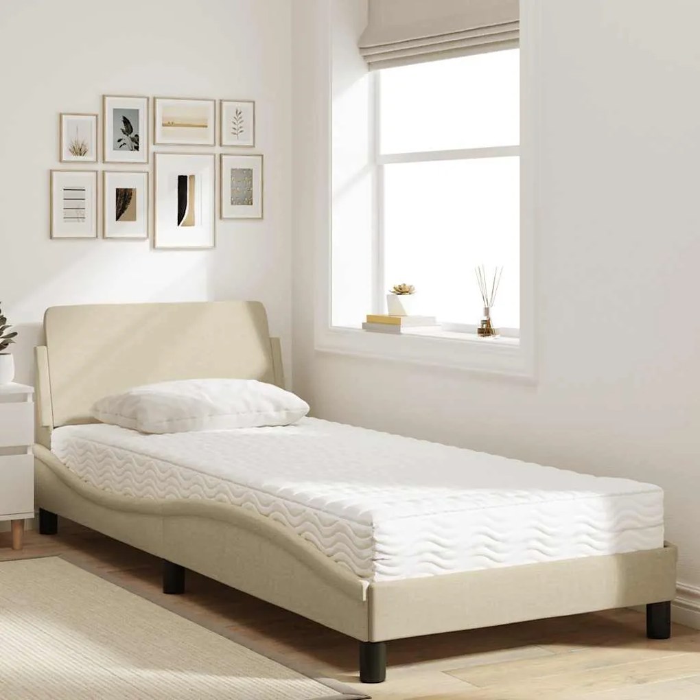 Postel s matrací Dover krémová 80 x 200 cm textil 3208289