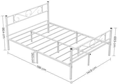 Kovová manželská postel 140 cm RMB063W01