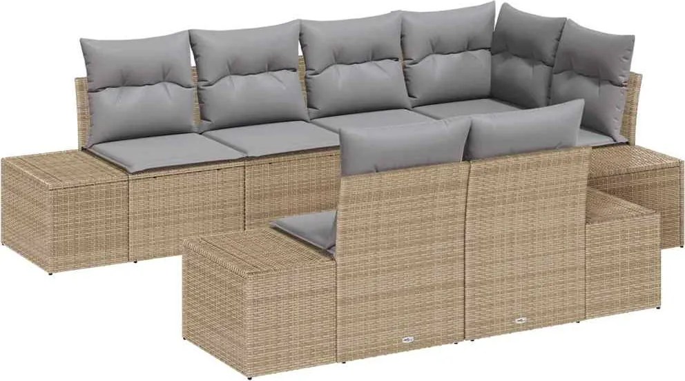 Sada zahradních pohovek 7 ks Beige a šedá polyratan 3347100