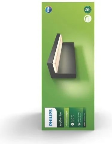 PH 16483/93/P0 LED Venkovní nástěnné svítidlo Philips Bustan 16483/93/P0 antracitové 2700K - PHILIPS (915005378301)