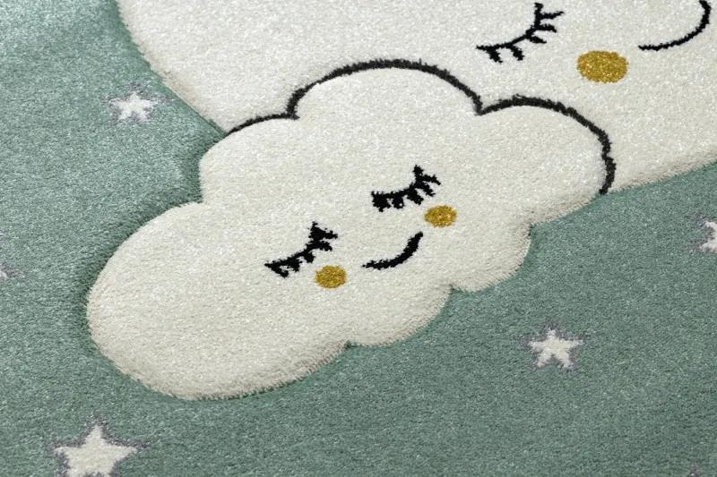 Dywany Łuszczów Dětský kusový koberec Petit Moon with clouds green Rozměry koberců: 80x150
