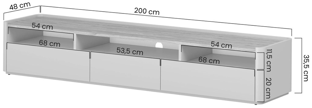 TV stolek Elivo 200 cm - kašmírová / dub olejovaný