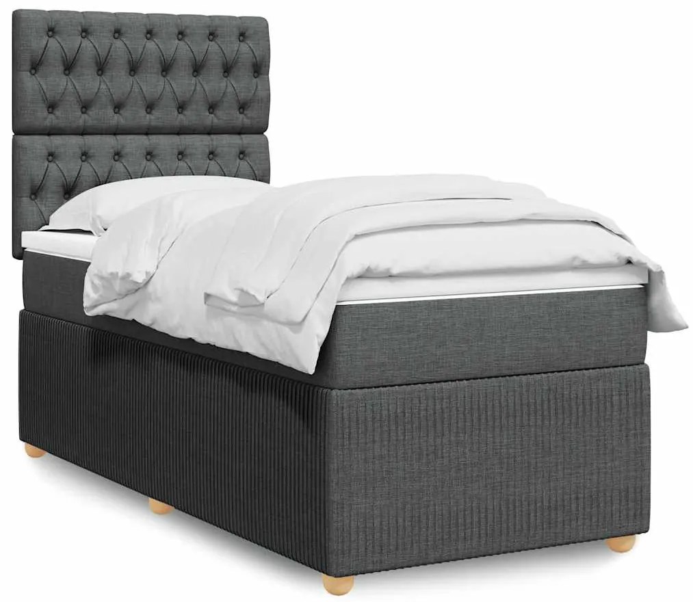 Box spring postel s matrací tmavě šedá 90x200 cm textil 3291947