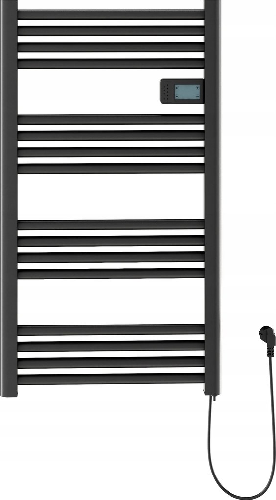 Erga Pago, elektrické topné těleso 960x540 mm s digitálním termostatem, 500W, černá matná, ERG-LAV-GRZE-E-ALU-960540-BK