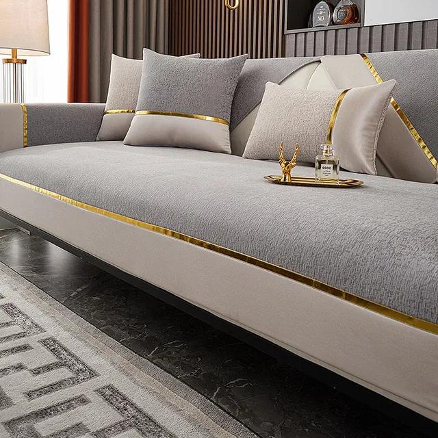 Luxusní přehoz na pohovku, či křeslo se zlatým proužkem (S) Barva: styl 2- šedá, Rozměry (cm): 70 x 90 cm