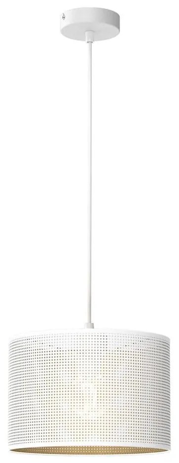 Luminex Lustr na lanku LOFT SHADE 1xE27/60W/230V pr. 25 cm bílá/zlatá 5265