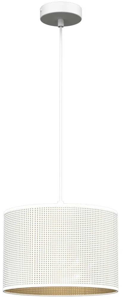 Luminex Lustr na lanku LOFT SHADE 1xE27/60W/230V pr. 25 cm bílá/zlatá LU5265