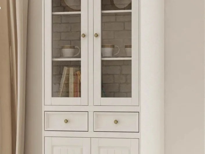 Bílý nábytek Dřevěná vitrína Belluno Elegante, 2d, dekor bílá | zlatý dub, masiv, borovice