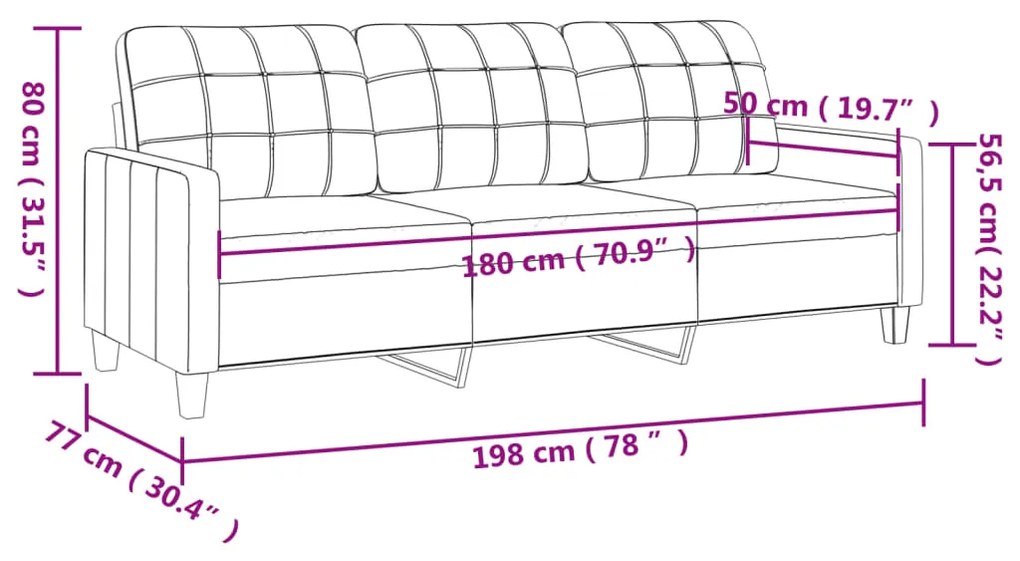 3místná pohovka krémová 180 cm umělá kůže - Default Title