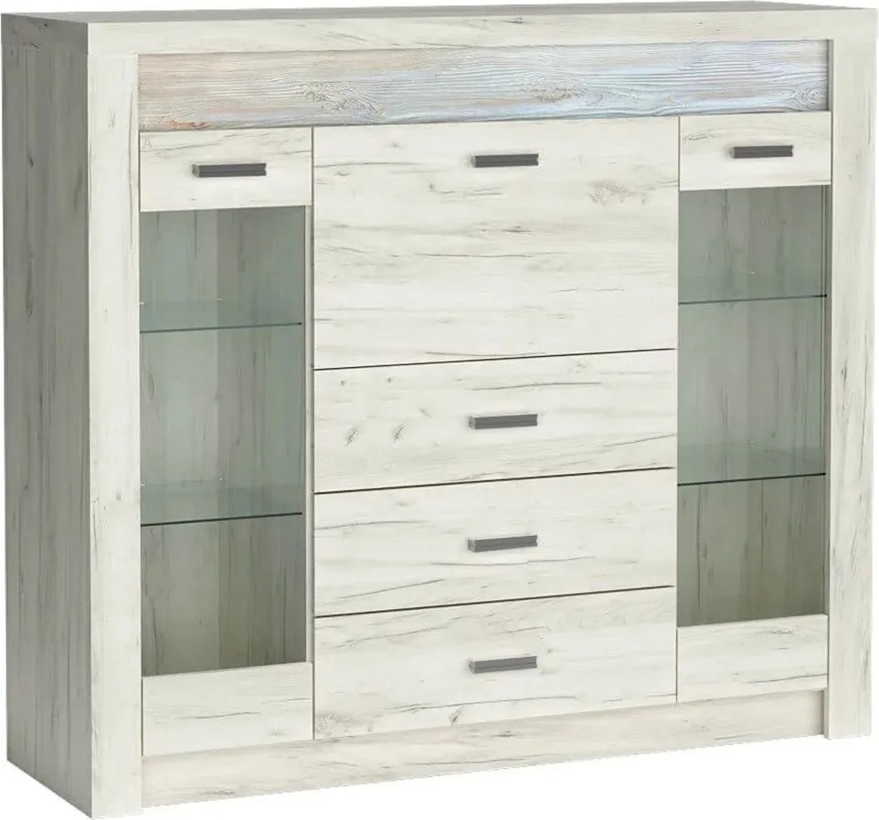 Obývací stěna INDIANAPOLIS k | sestava B | 207x227 cm + stolek 120x60 cm | kraft bílý