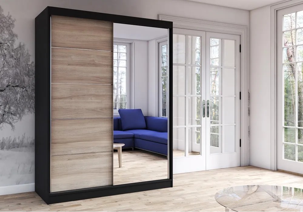 IDZ Šatní skříň Vista (150 cm) Barva dřeva: Černá + Bílá