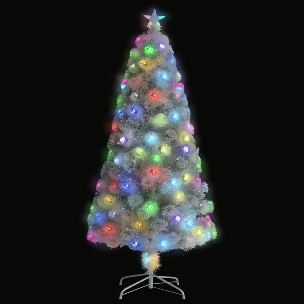 328449 vidaXL Vánoční stromek s LED osvětlením bílý 120 cm optické vlákno