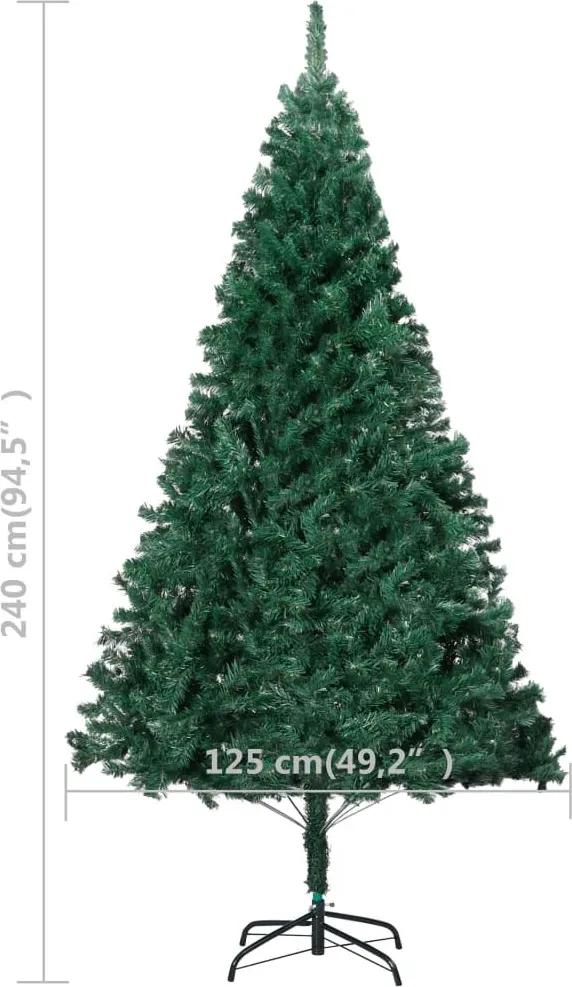 vidaXL Umělý vánoční stromek s LED a sadou koulí bílý 240 cm [3077624] Barva: Bílo-zlatá