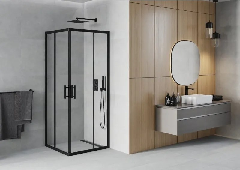 Mexen Rio čtvercový sprchový kout 90 x 90 cm, transparentní, černý - 860-090-090-70-00
