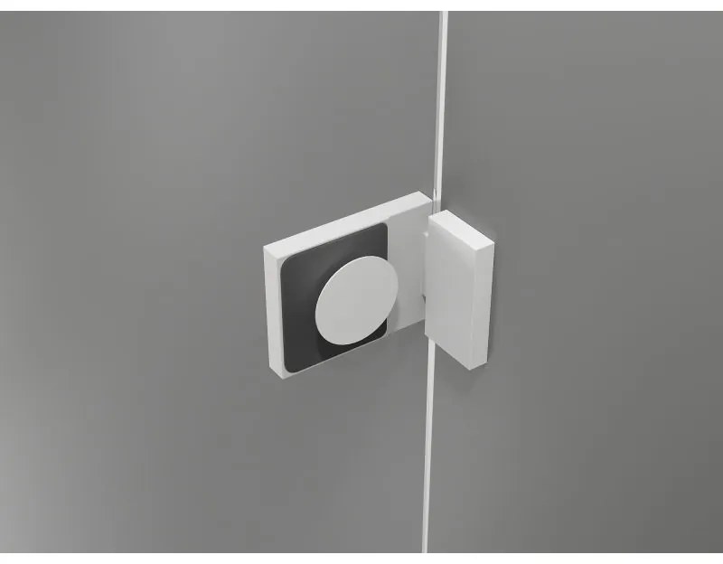 Mexen Lunar-B, výklopný sprchový kout levý 70 x 70 cm, 8mm čiré sklo, bílý profil, 832-070-070-20-00-L