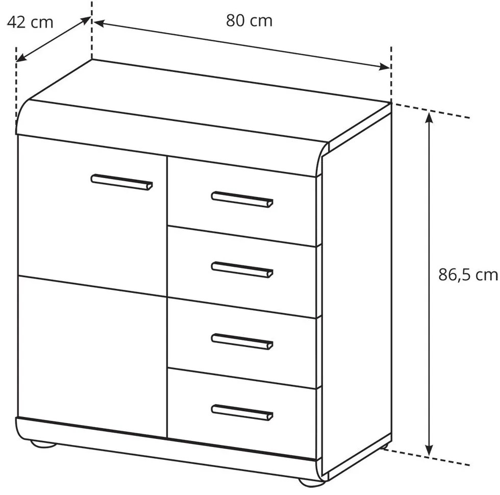 LINK s | komoda 1D4S | 80 cm | sonoma