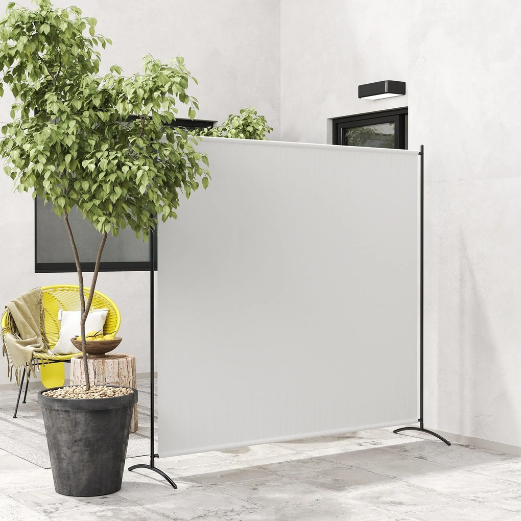 Outsunny jednopanelová venkovní přepážka pro soukromí, voděodpudivý panel s UV30+, stabilní základna, béžová (180 × 50 × 180 cm)